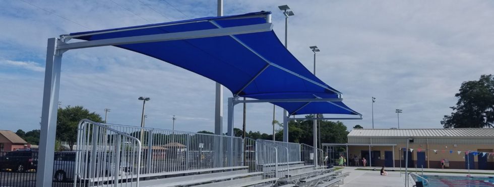 Shade Structures for Bleachers at Sports Complex - Creative Shade Solutions