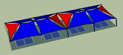 Shade Sails over Pickle Ball Court - Creative Shade Solutions